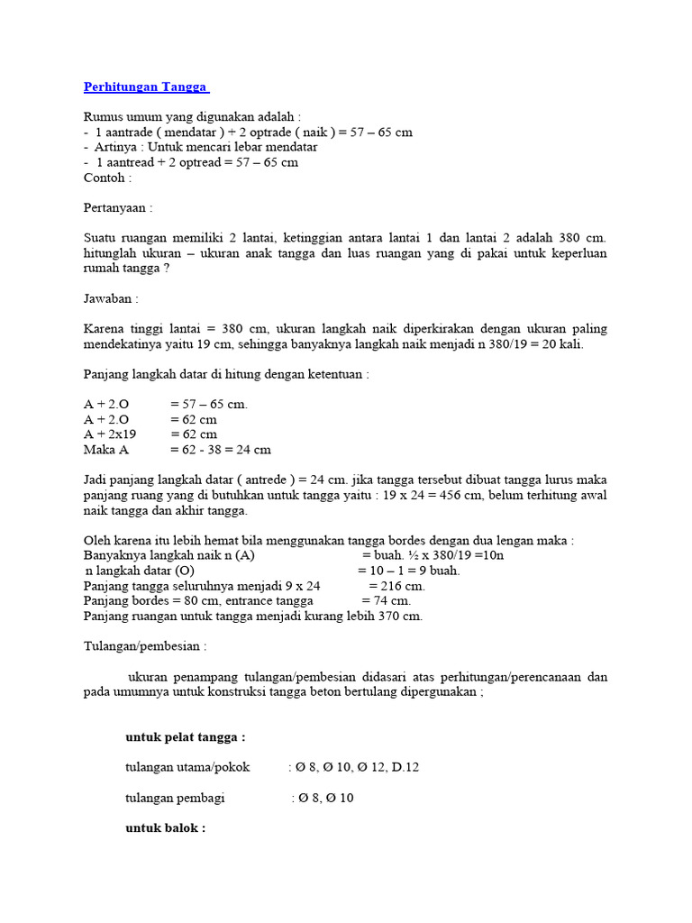 Perhitungan Jumlah Anak Tangga | PDF | Griya & Taman | Teknologi & Rekayasa