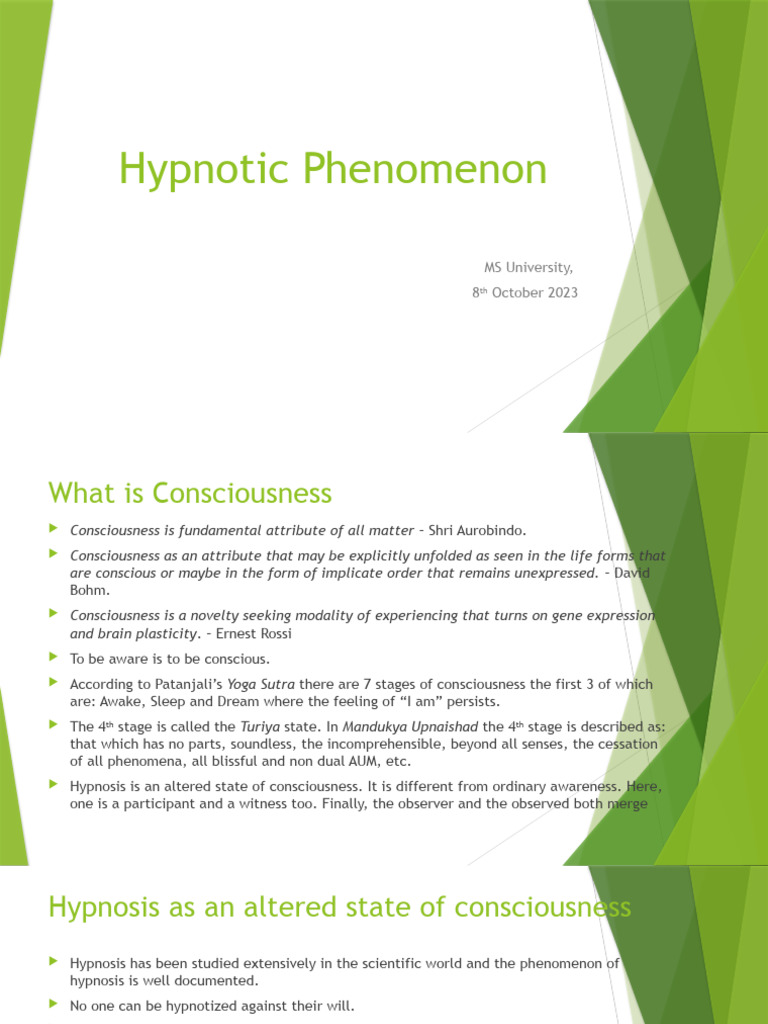 Hypnosis and Consciousness Explained | PDF | Hypnosis | Consciousness