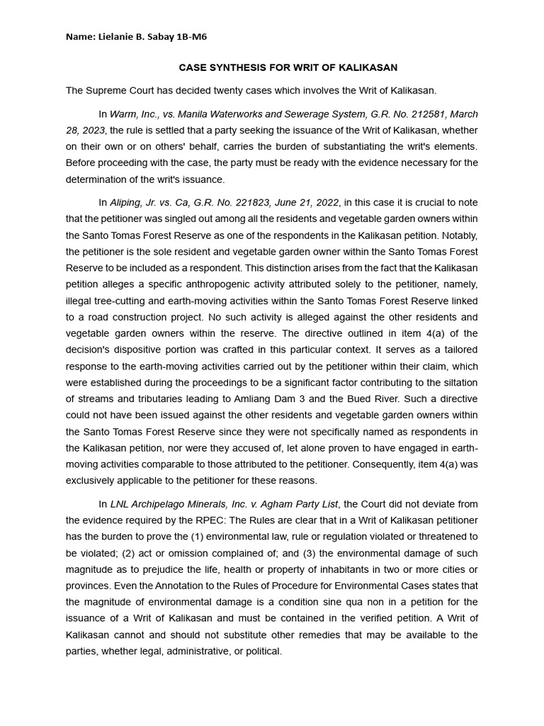 Sabay 1B M6 - Case Synthesis | PDF | Mandamus | Certiorari