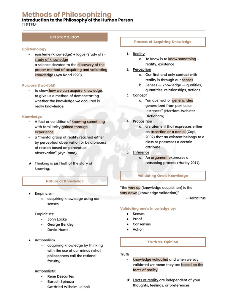 Methods 20 of 20 Philosophizing | PDF | Knowledge | Rationalism