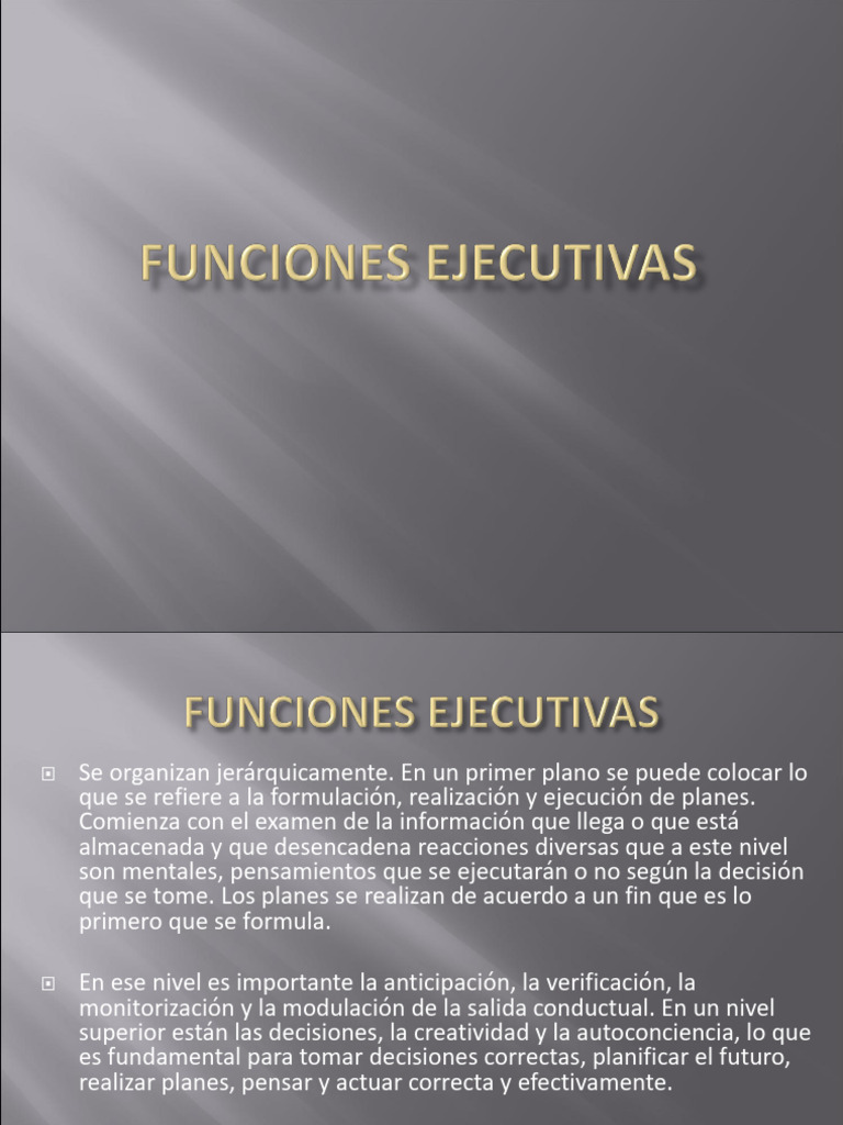 Funciones ejecutivas | PDF | Funciones ejecutivas | Corteza prefrontal