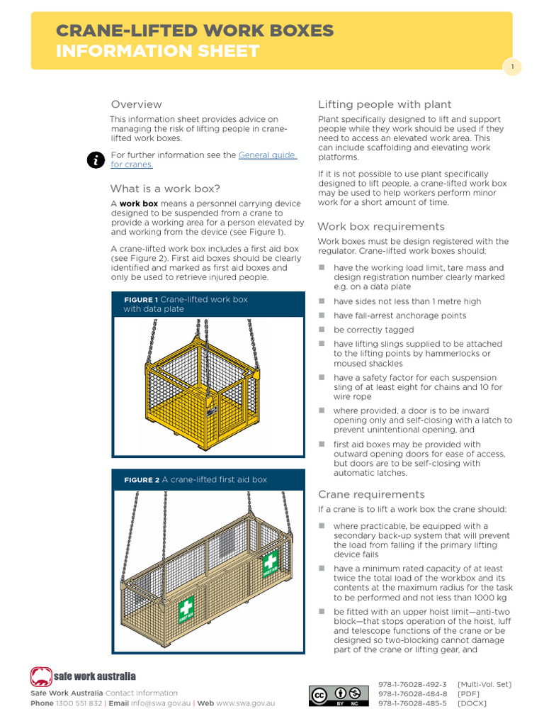 Crane Lifted Work Boxes Information Sheet 1 | PDF | Crane (Machine) | Manufactured Goods