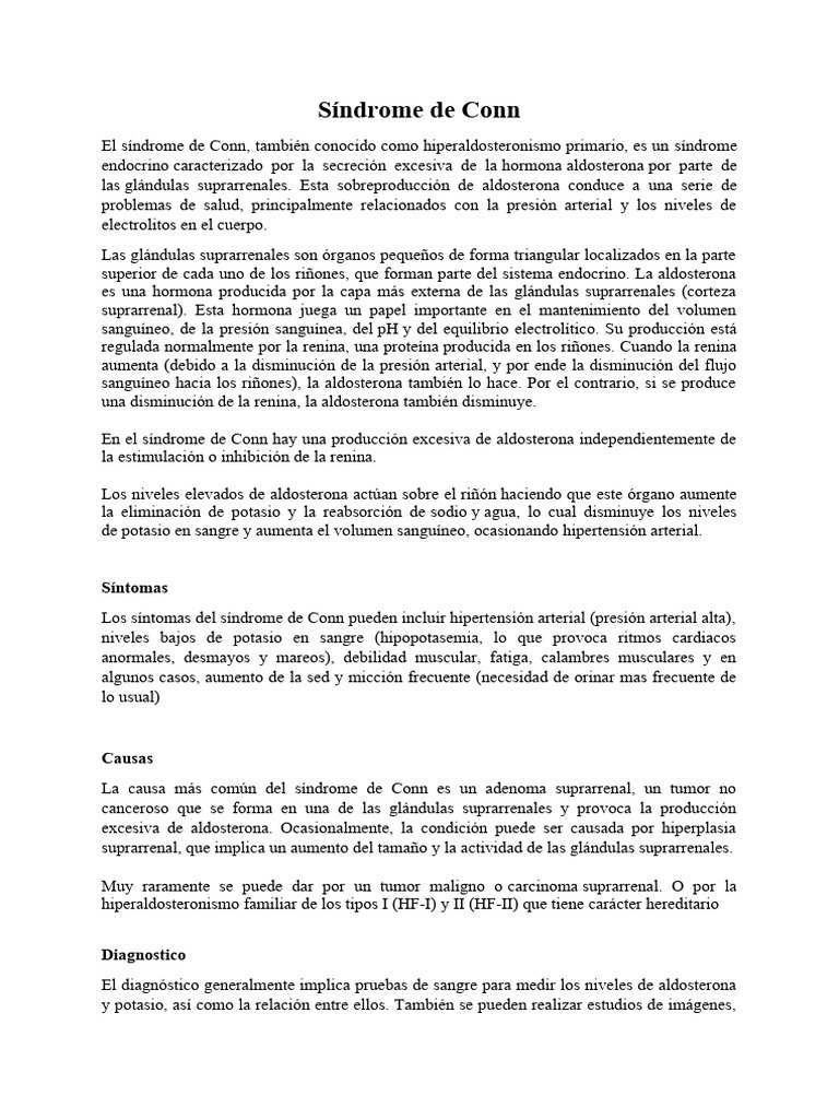 Síndrome de Conn | PDF | Especialidades Medicas | Medicina CLINICA