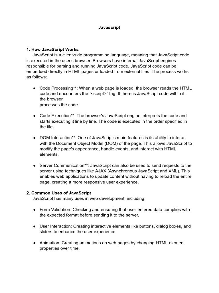 Introduction Javascript Pdf Java Script Web Development