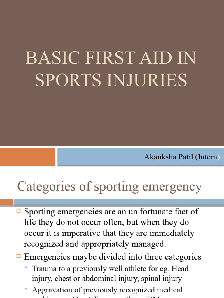 First Aid for Sports Injuries Guide | PDF | Injury | Cardiopulmonary ...