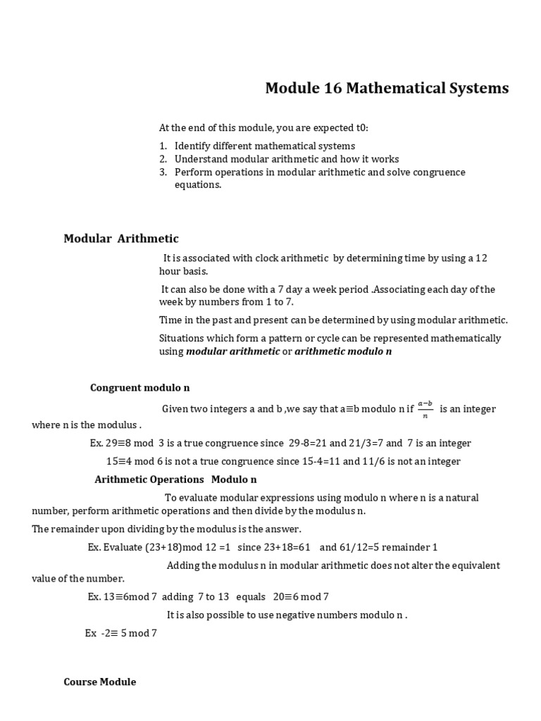 W13 Module 015 Mathematical Systems Pdf Mathematical Objects