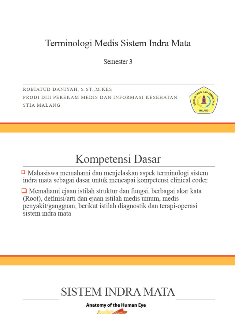 Terminologi Medis Sistem Indera Mata | PDF