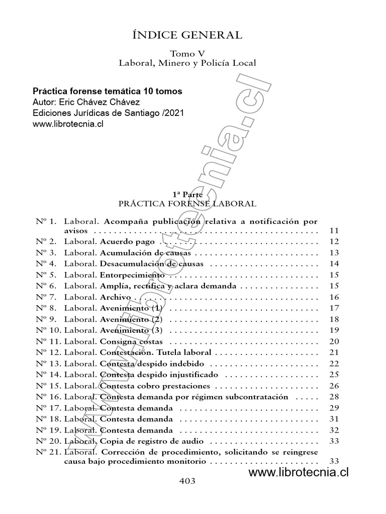 Indice Librotecnia Practicaforensetematica t5 Chavez | PDF | Conceptos legales | Ley común