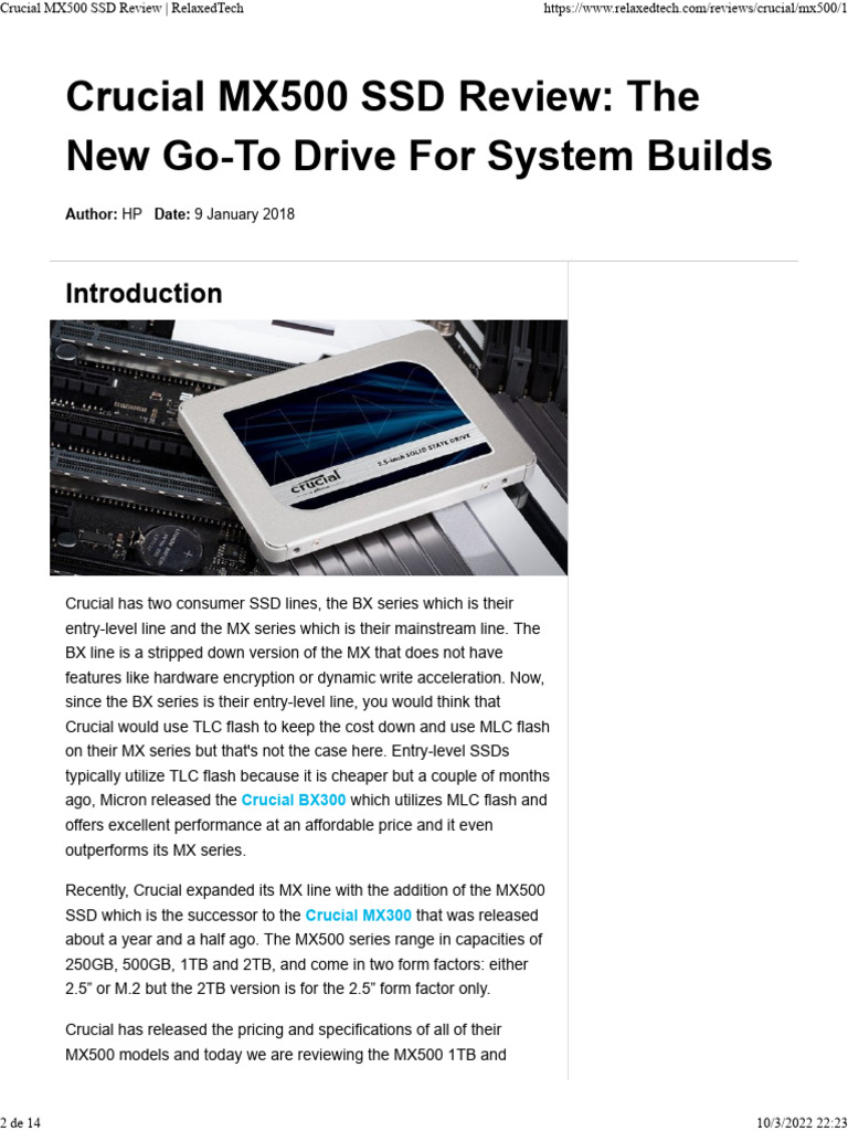 Crucial MX500 SSD Review RelaxedTech | PDF | Flash Memory | Solid State Drive