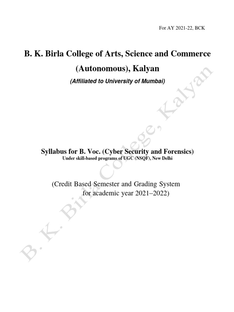 B Voc Cyber Security and Forensics Syllabus | PDF | Computer Network | Operating System