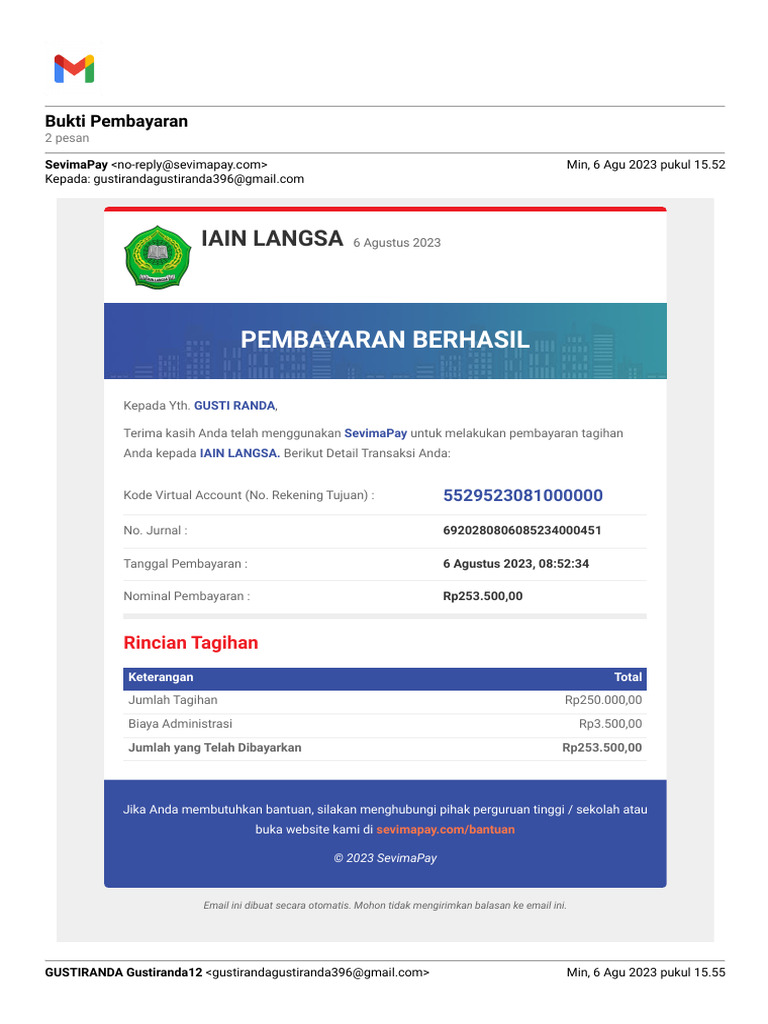Bukti Pembayaran | PDF