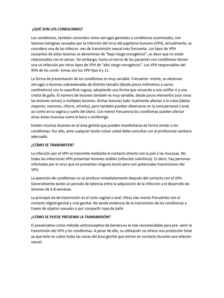 QUÉ SON LOS CONDILOMAS | PDF | Causas de la muerte | Epidemiología