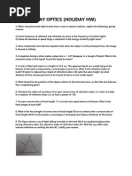 Class 12 Ray Optics and Instruments PYQs | PDF | Optics | Refractive Index