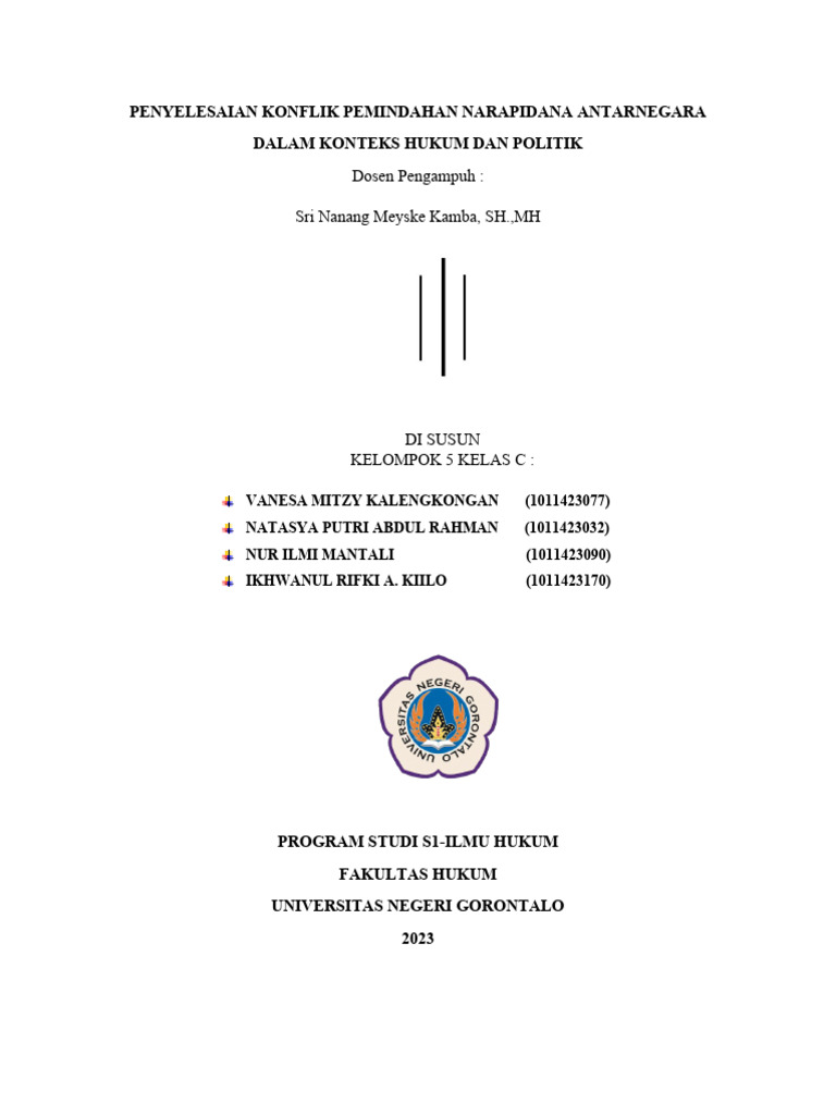 Penyelesaian Konflik Pemindahan Narapidana Antarnegara Dalam Konteks ... Penyelesaian Konflik Pemindahan Narapidana Antarnegara Dalam Konteks ...