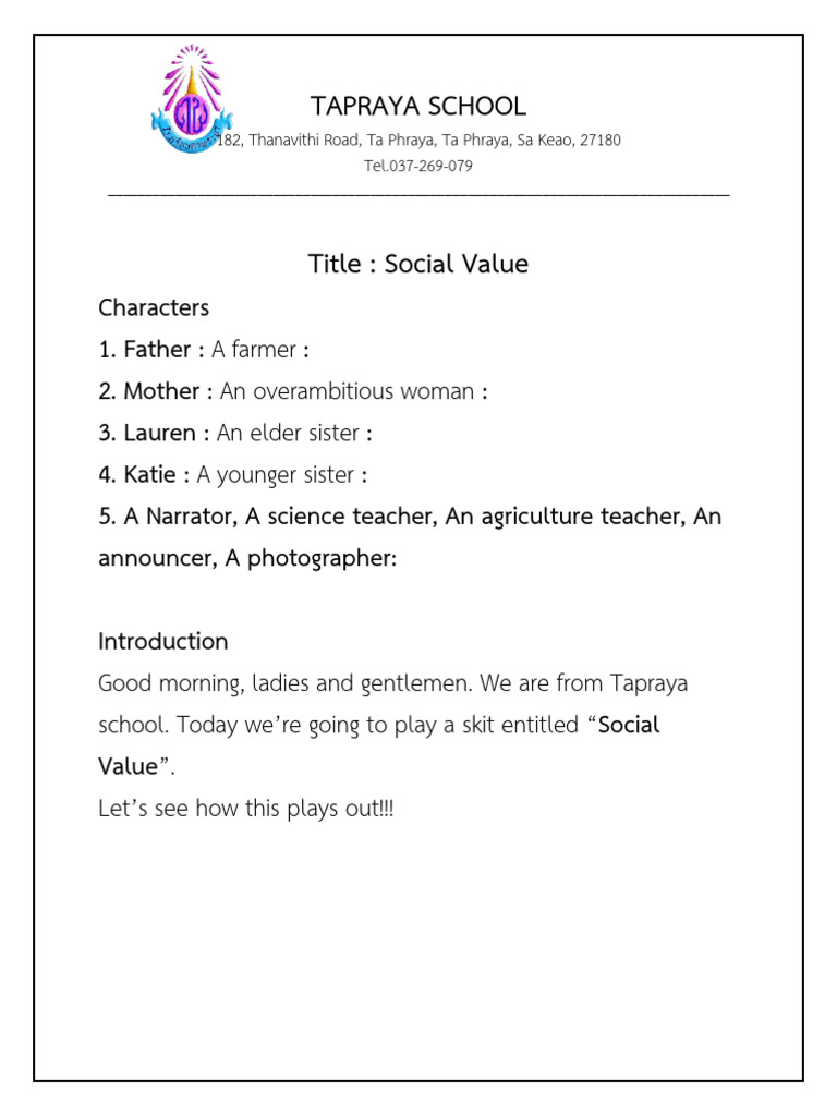 Social Value Skit | PDF