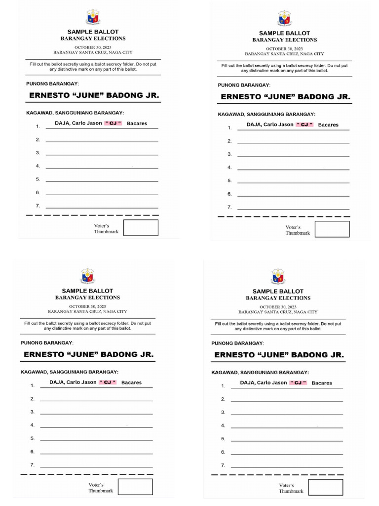 Sample Ballot FIN1 | PDF