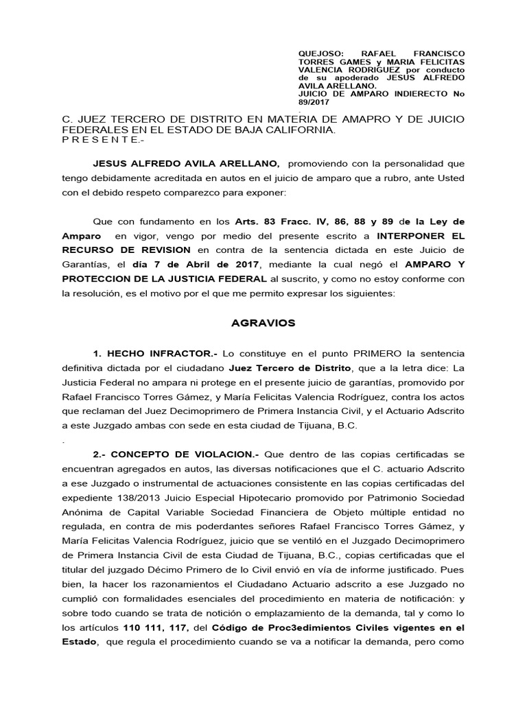 1 Marisol Agravios | PDF | Demanda judicial | Caso de ley
