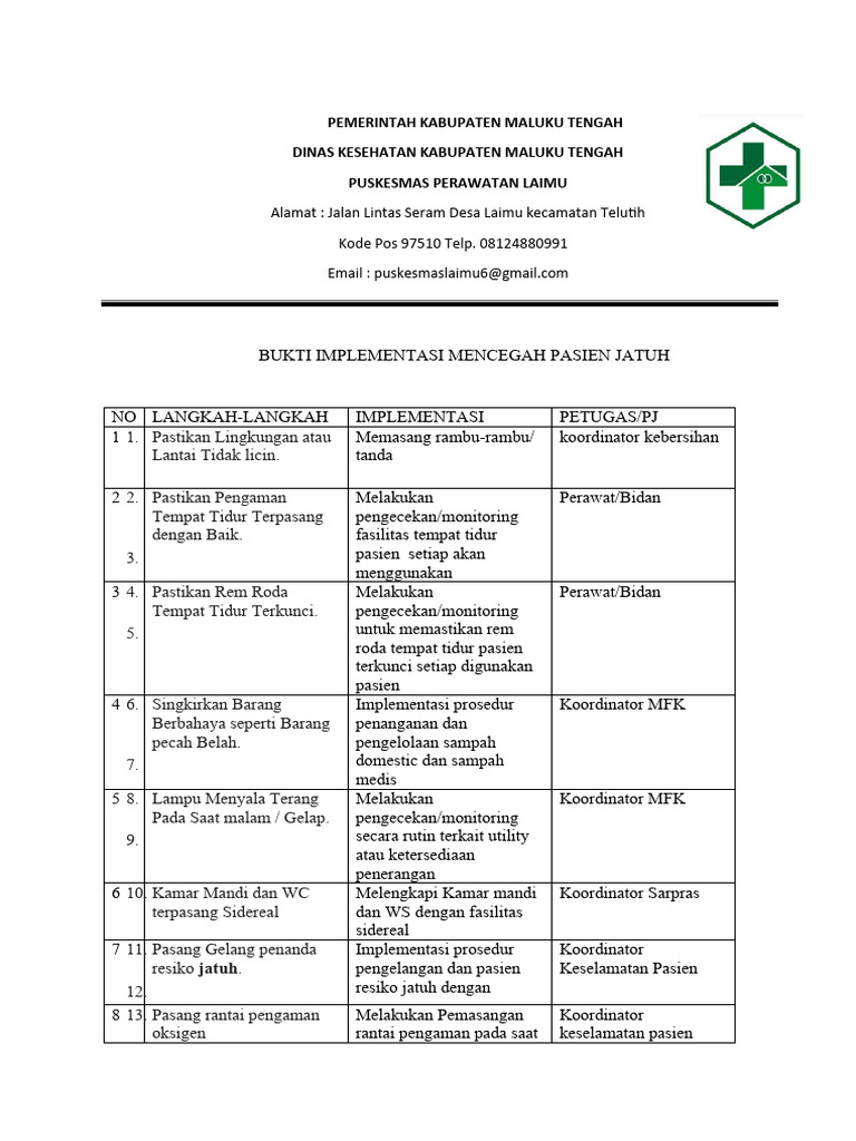Bukti Implementasi Mencegah Pasien Jatuh | PDF | Teknologi & Rekayasa
