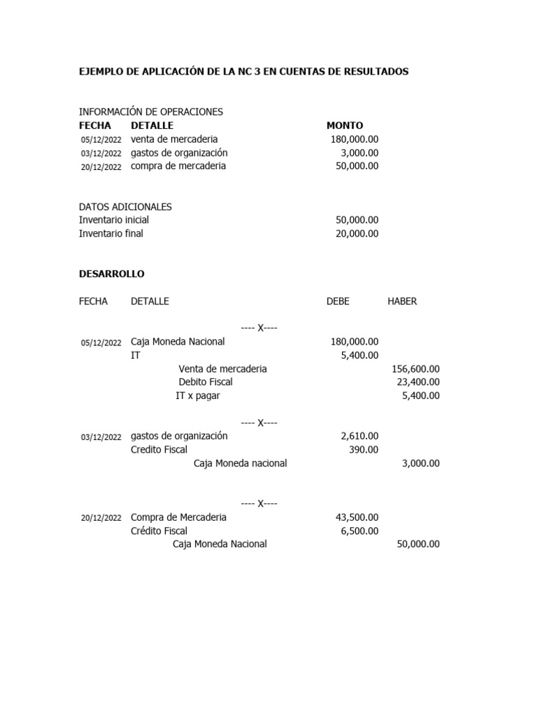 Ejemplo de Aplicación de La NC 3 en Cuentas de Resultados | PDF | Contabilidad | Industrias de ...