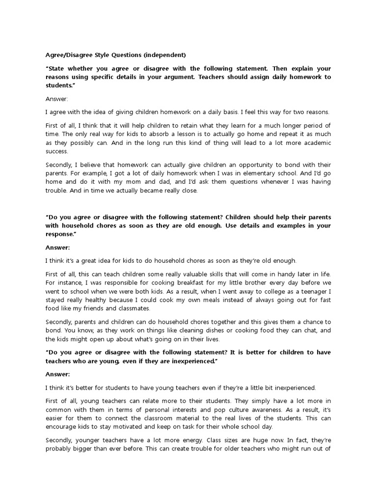 Agree Toefl Script | PDF | Teachers | Homework