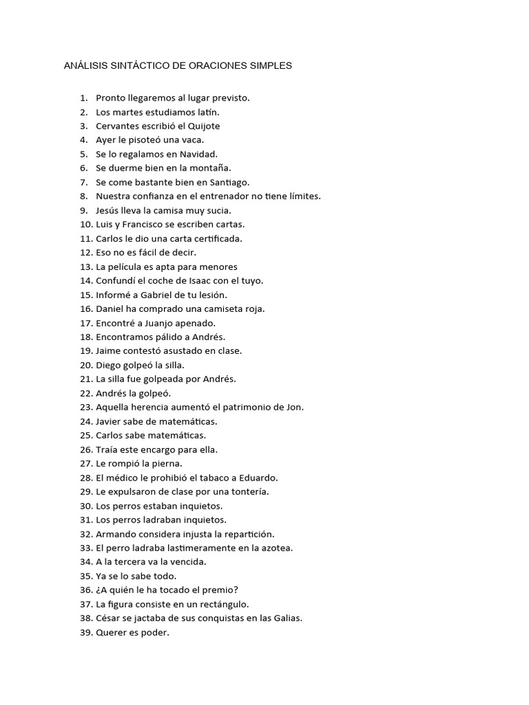 Análisis Sintáctico de Oraciones Simples | PDF