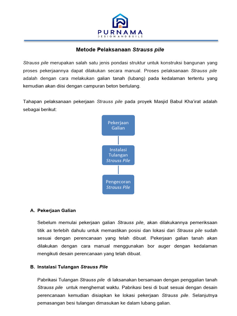 Metode Pelaksanaan Strauss Pile Manual | PDF