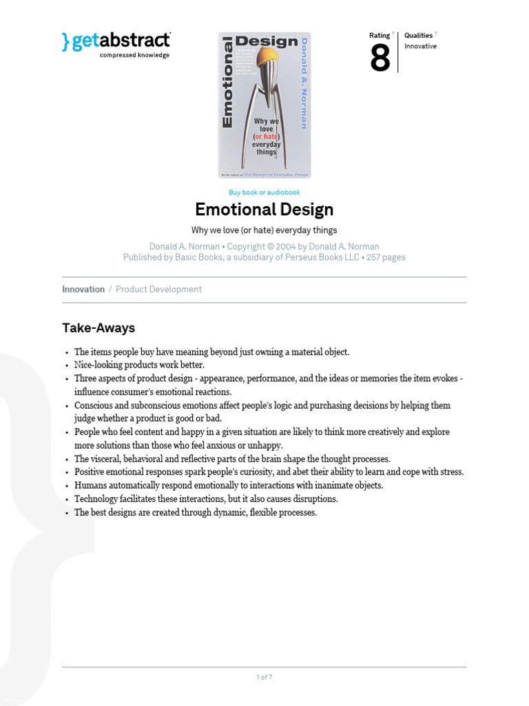 Emotional Design Norman en 6416 | PDF | Emotions | Experience