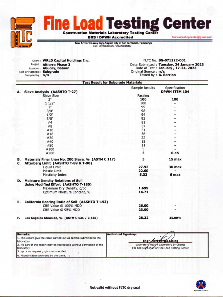 Subgrade Test | PDF