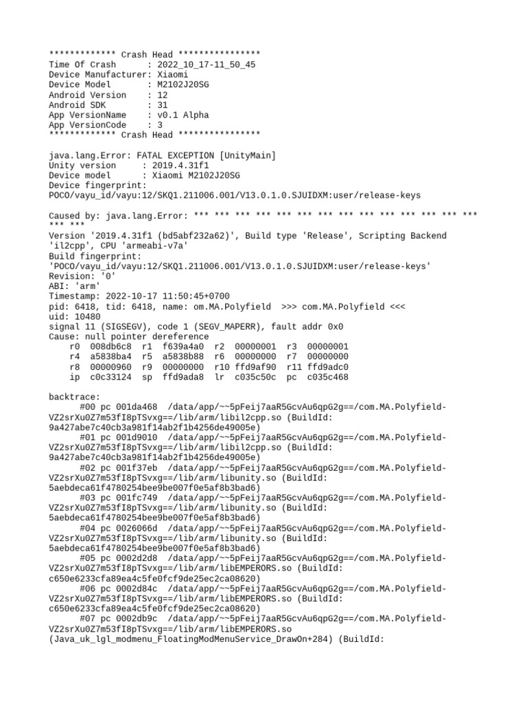 Mod Menu Crash 2022 10 17-11 50 45 | PDF | Mobile Software | Computer Science