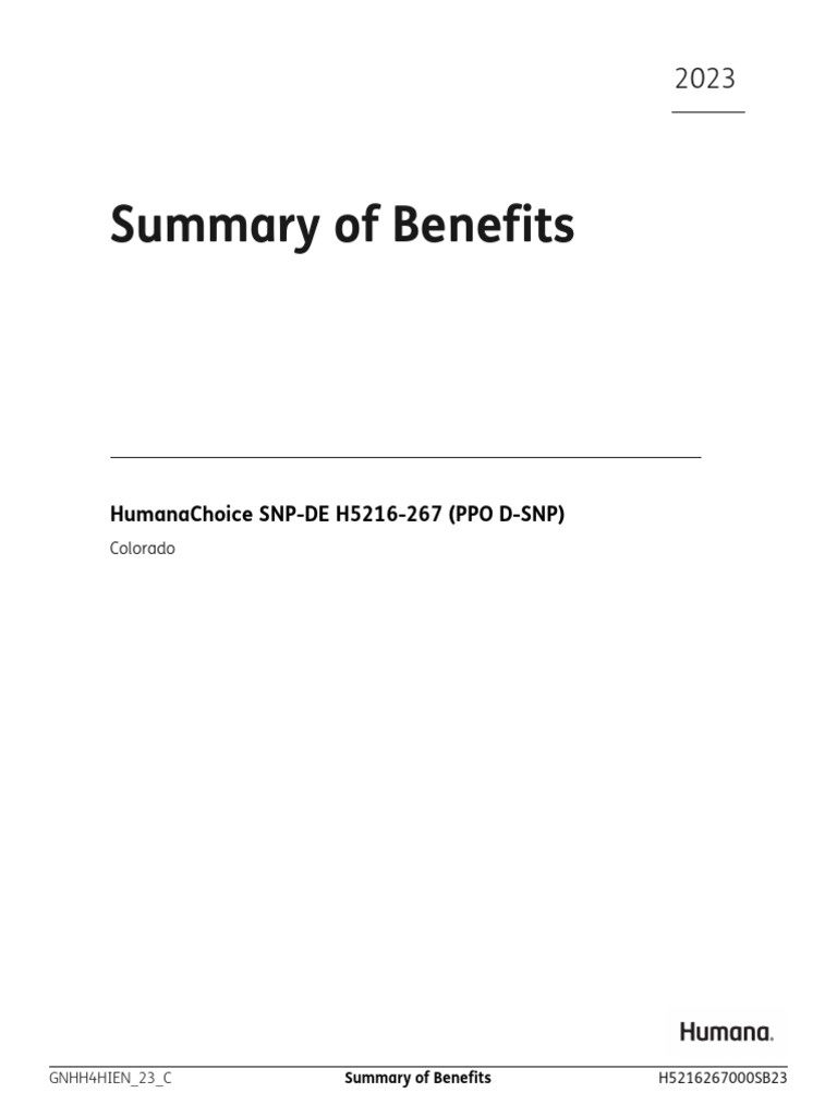 HumanaChoice SNP-DE H5216-267 Summary of Benefits | PDF | Medicaid ...