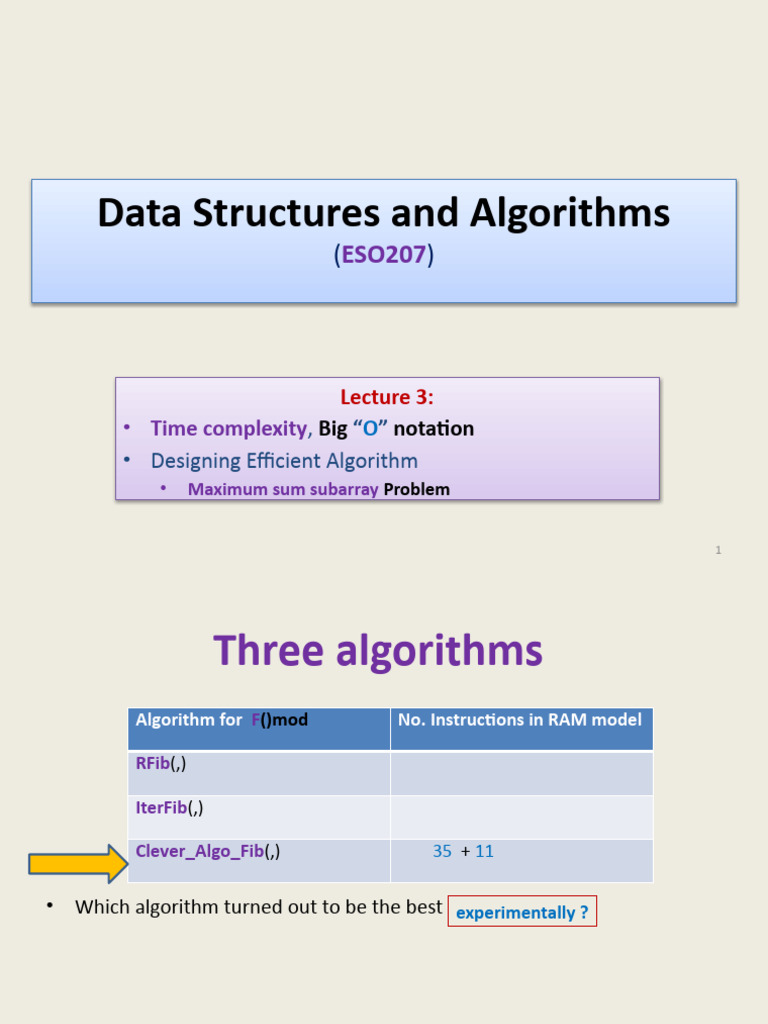 Lec03-TimeComplexityBigONotation MaximumSumSubarray | PDF | Time Complexity | Computational ...