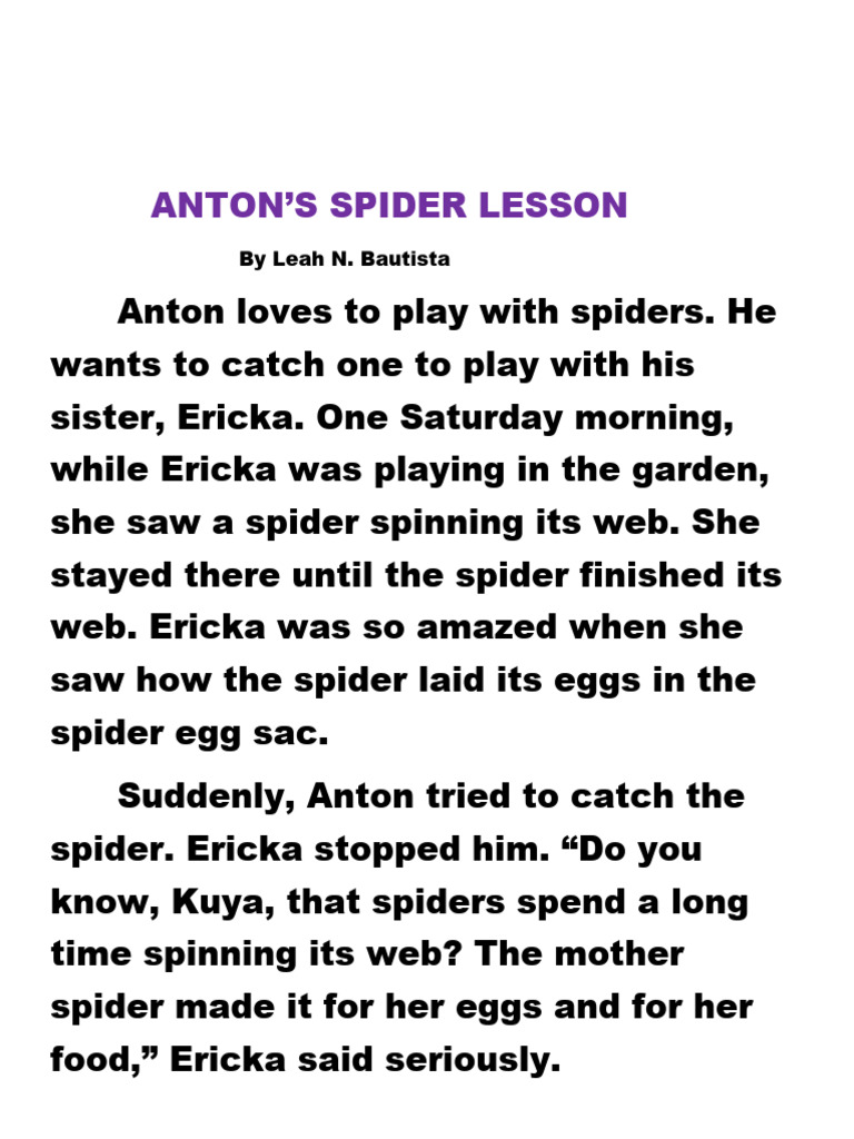 ANTON's SPIDER LESSON | PDF | Spider