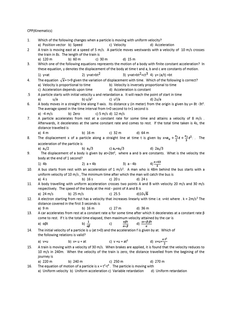 CPP1-1D (Physics) | PDF | Acceleration | Velocity