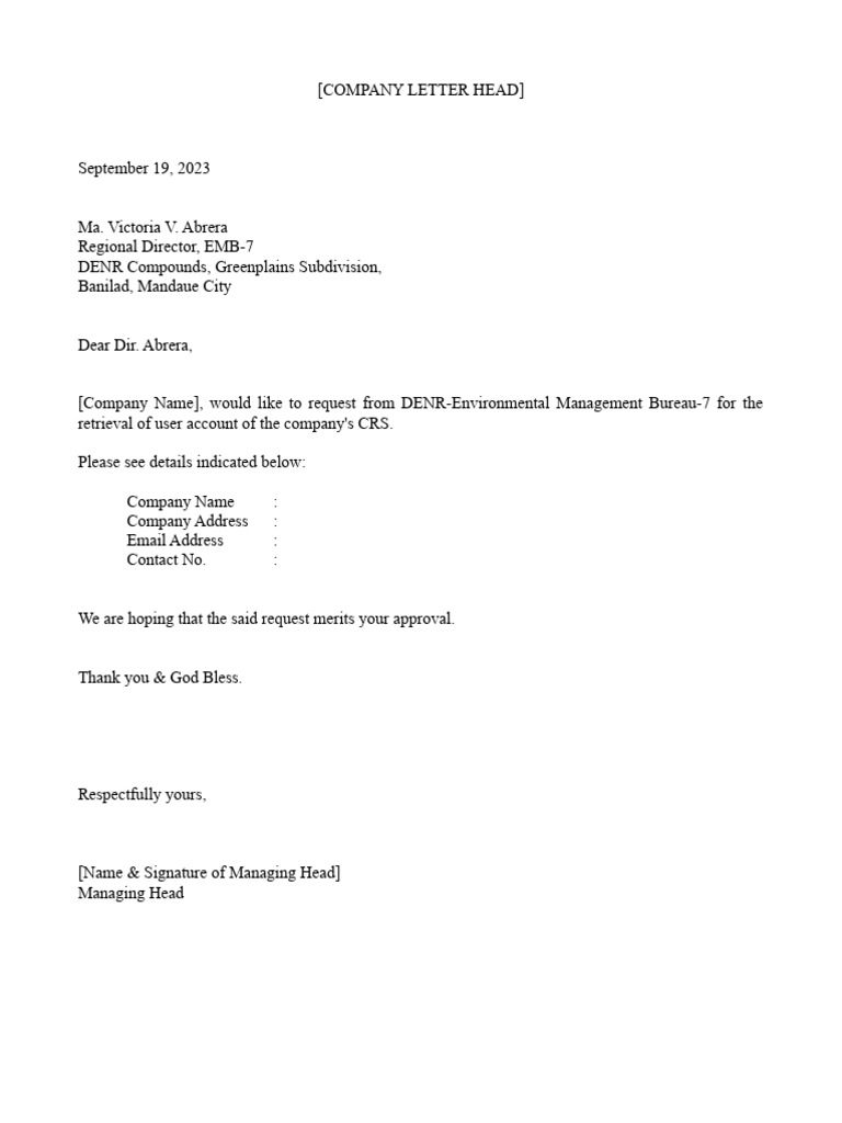 Crs - Request Letter | PDF