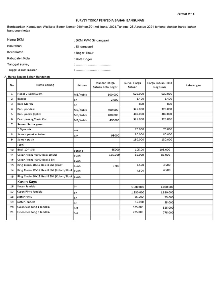 Survey Harga Dan Kesepakatan Toko - Mtrial | PDF