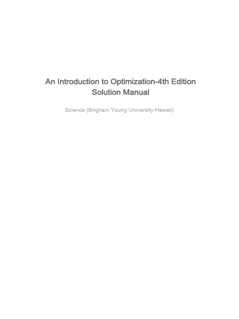 An Introduction To Optimization-4th Ed-Solution Manual | PDF ...