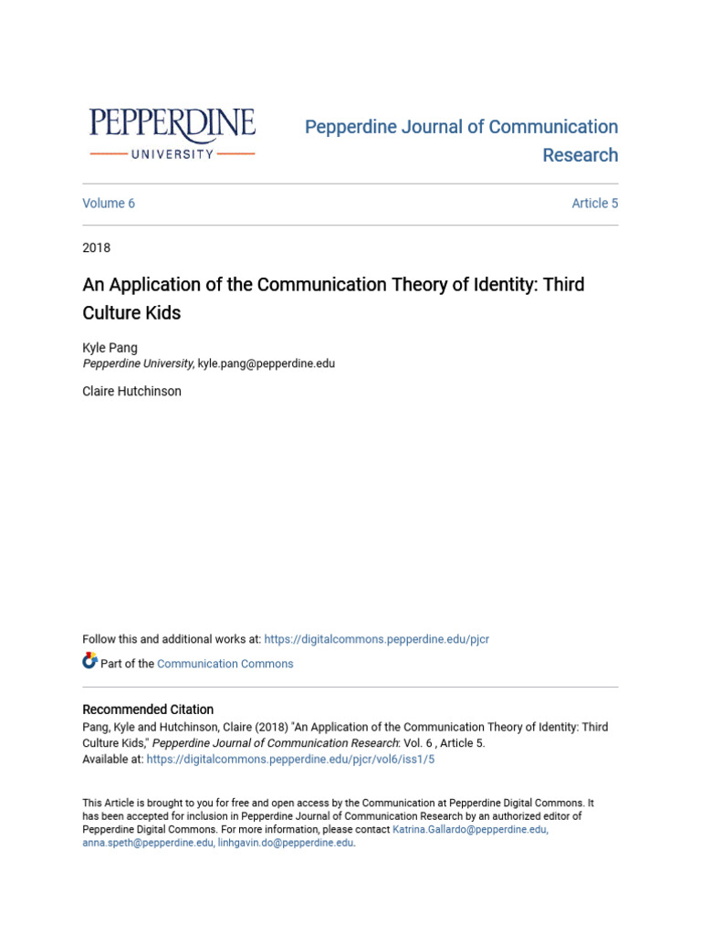 An Application of The Communication Theory of Identity - Third Cul ...