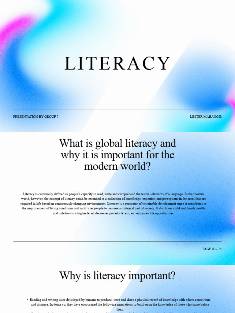 Group 7 Literacy | PDF | Literacy | Poverty