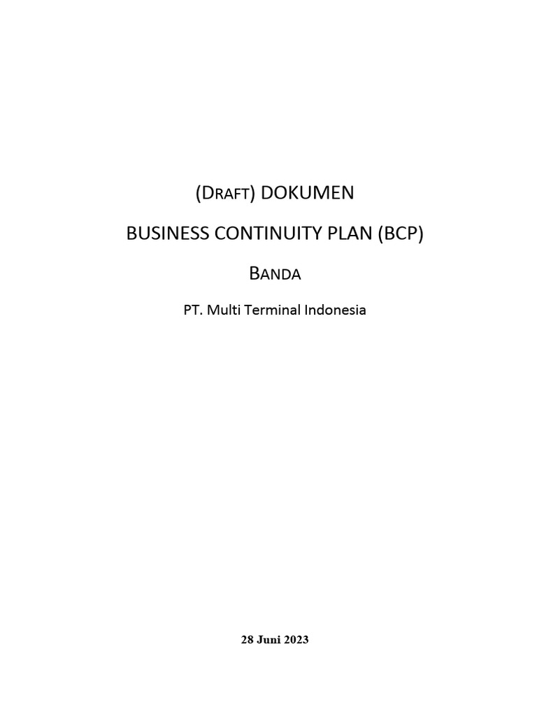 (Draft) Dokumen BCP - Banda 8 Juni 2023 | PDF