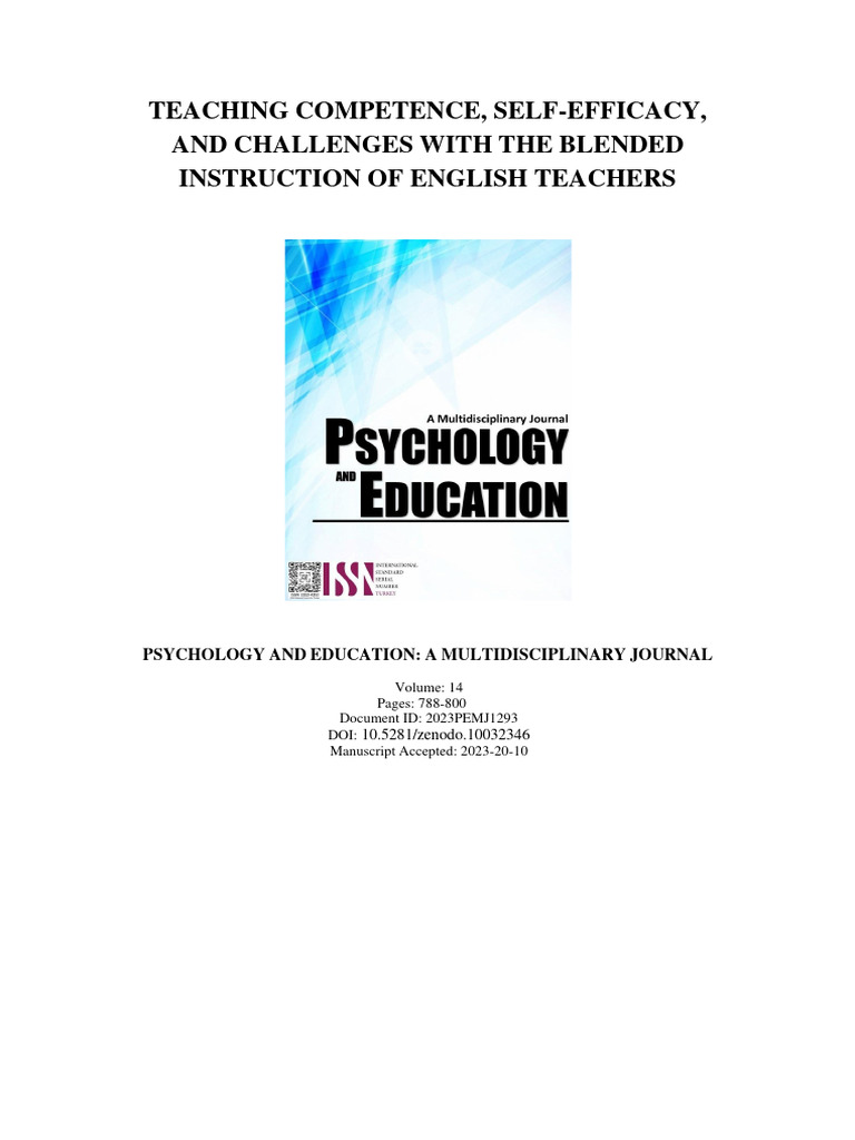 English Teachers' Competence in Blended Learning | PDF | Self Efficacy ...
