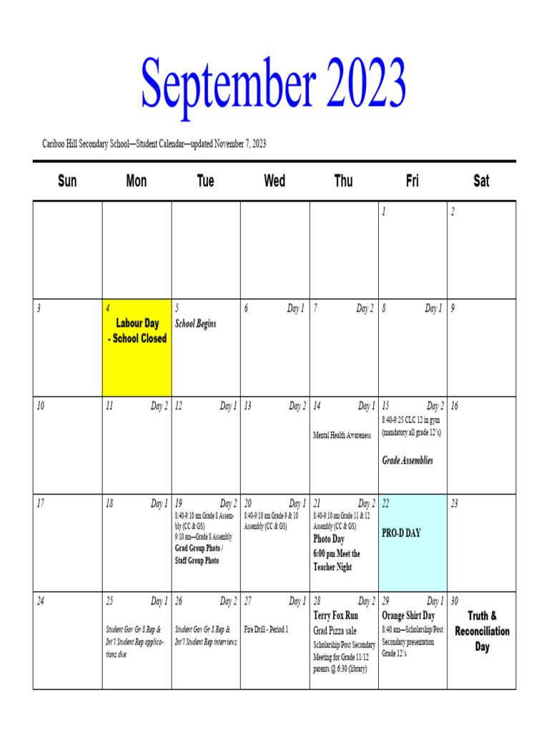 CHSS Student Calendar 2023 2024 | PDF | Observances