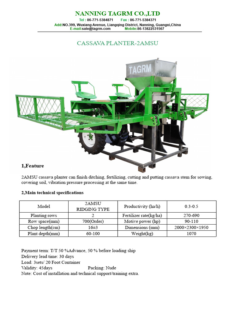 2022 2amsu Cassava Planter Download Free Pdf Agriculture