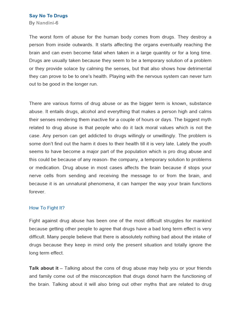 Say No To Drugs | PDF | Substance Abuse | Drug Rehabilitation