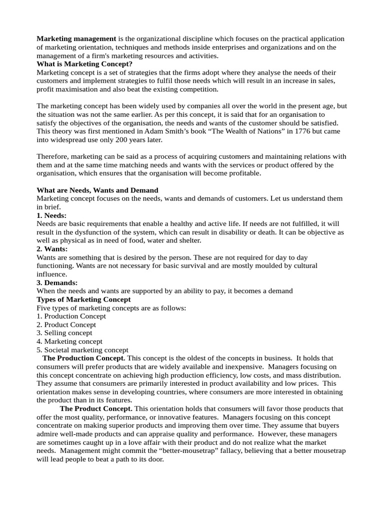 Understanding the Marketing Concept | PDF | Marketing | Sales