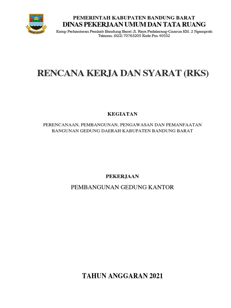 RKS Pembangunan Gedung Kantor | PDF | Teknologi & Rekayasa