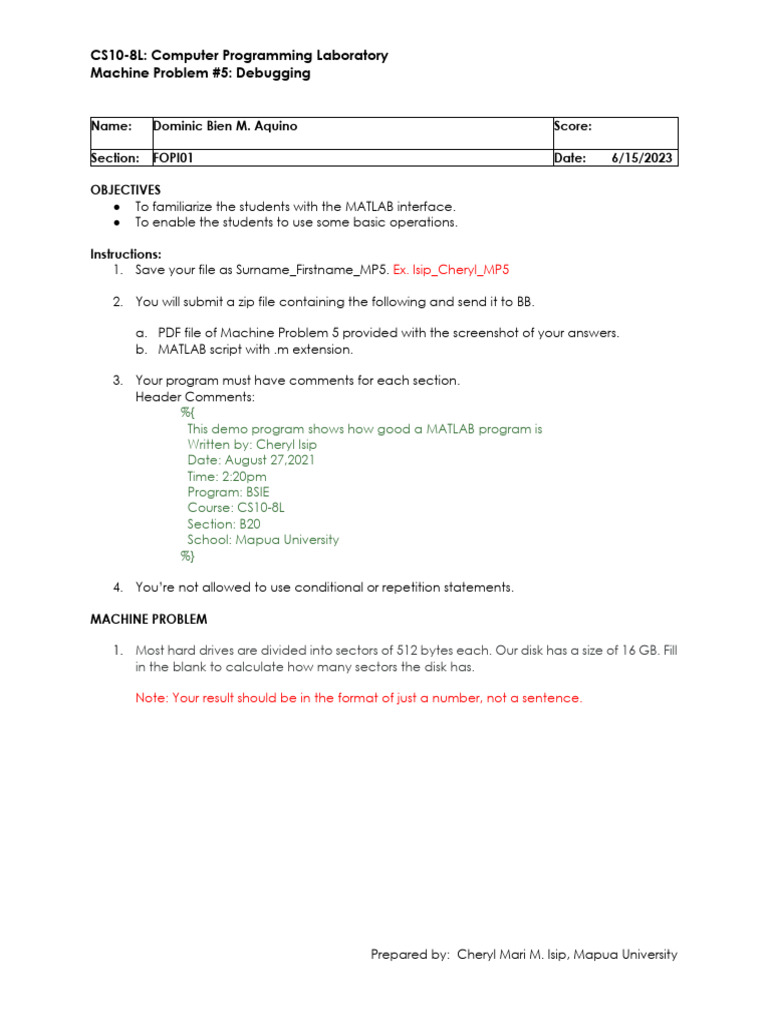 Aquino - Dominic Bien - MP5 | PDF | Computers