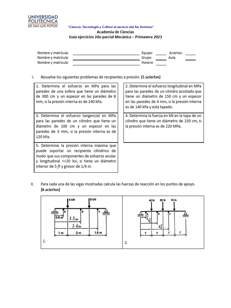 Guia Ejercicios 2do Parcial | PDF | Pascal (Unidad) | Presión