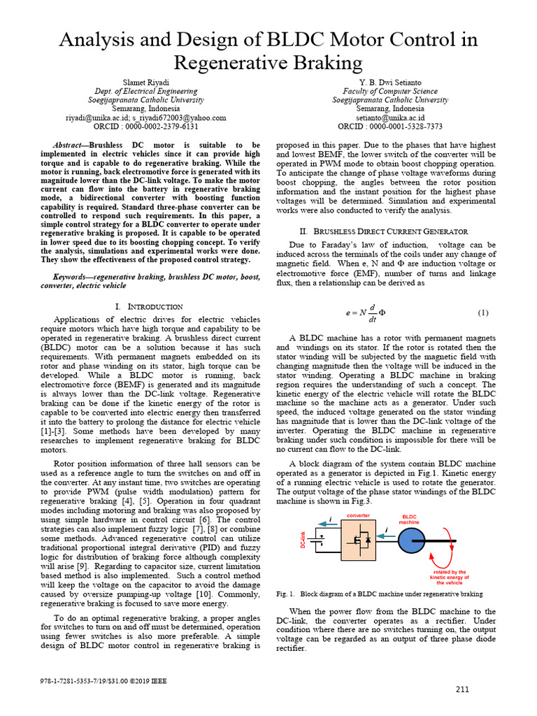 Design of BLDC Motor Control in Regenerative Braking | PDF | Electric ...