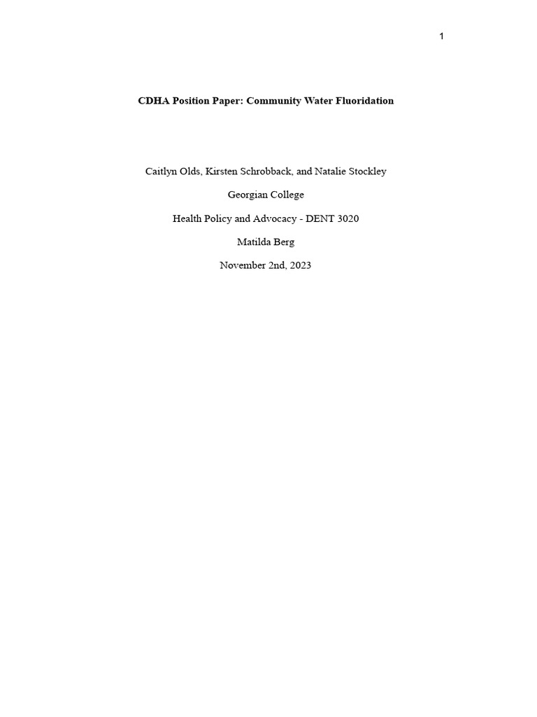 cdha position paper-2 | PDF | Dentistry | Medicine