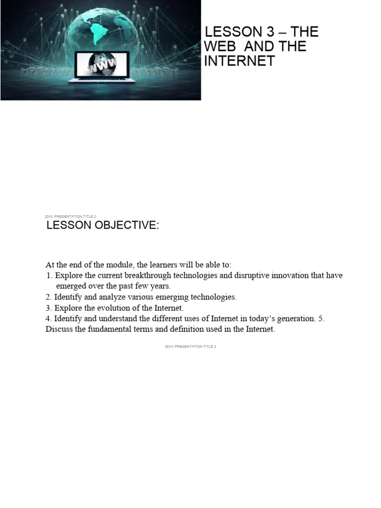 Lesson 3 The Web And The Internet Pdf World Wide Web Internet And Web